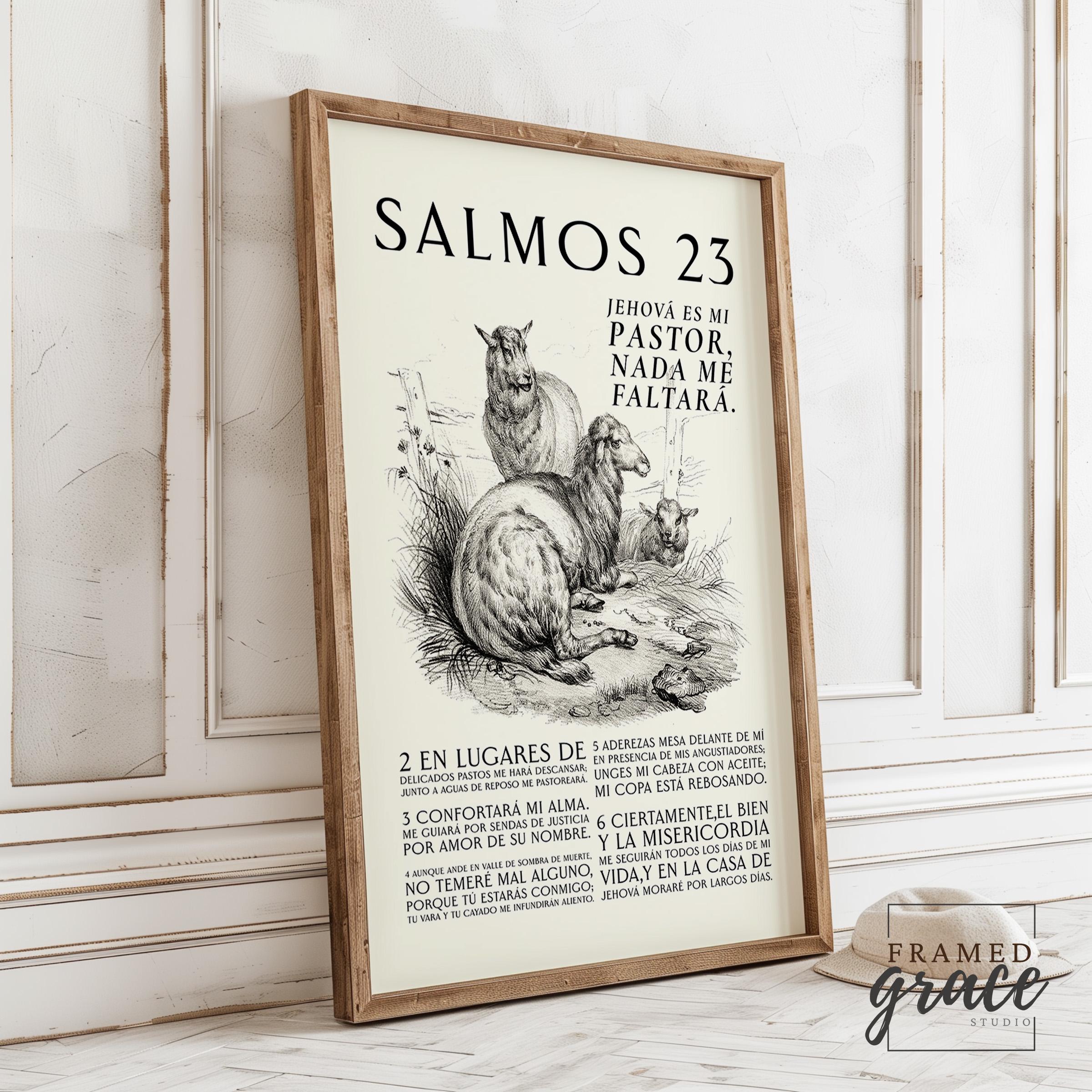 Spanish Salmos- Psalm 23 Vintage Poster Sheep Scripture Wall Art ...