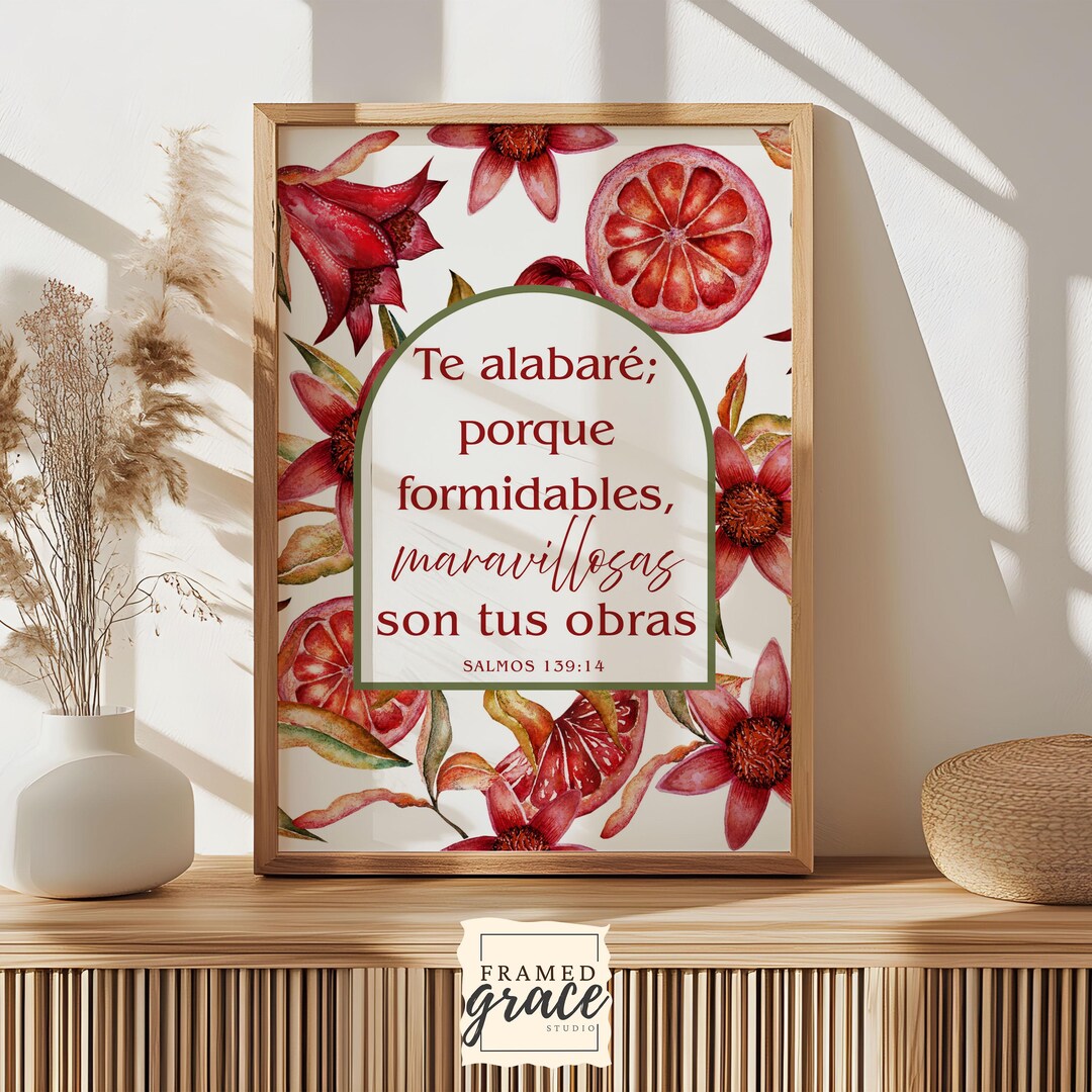 Salmos 139:14 Scripture Wall Art Spanish Bible Verse, Printable Wall Art, Digital Print, Psalm ...