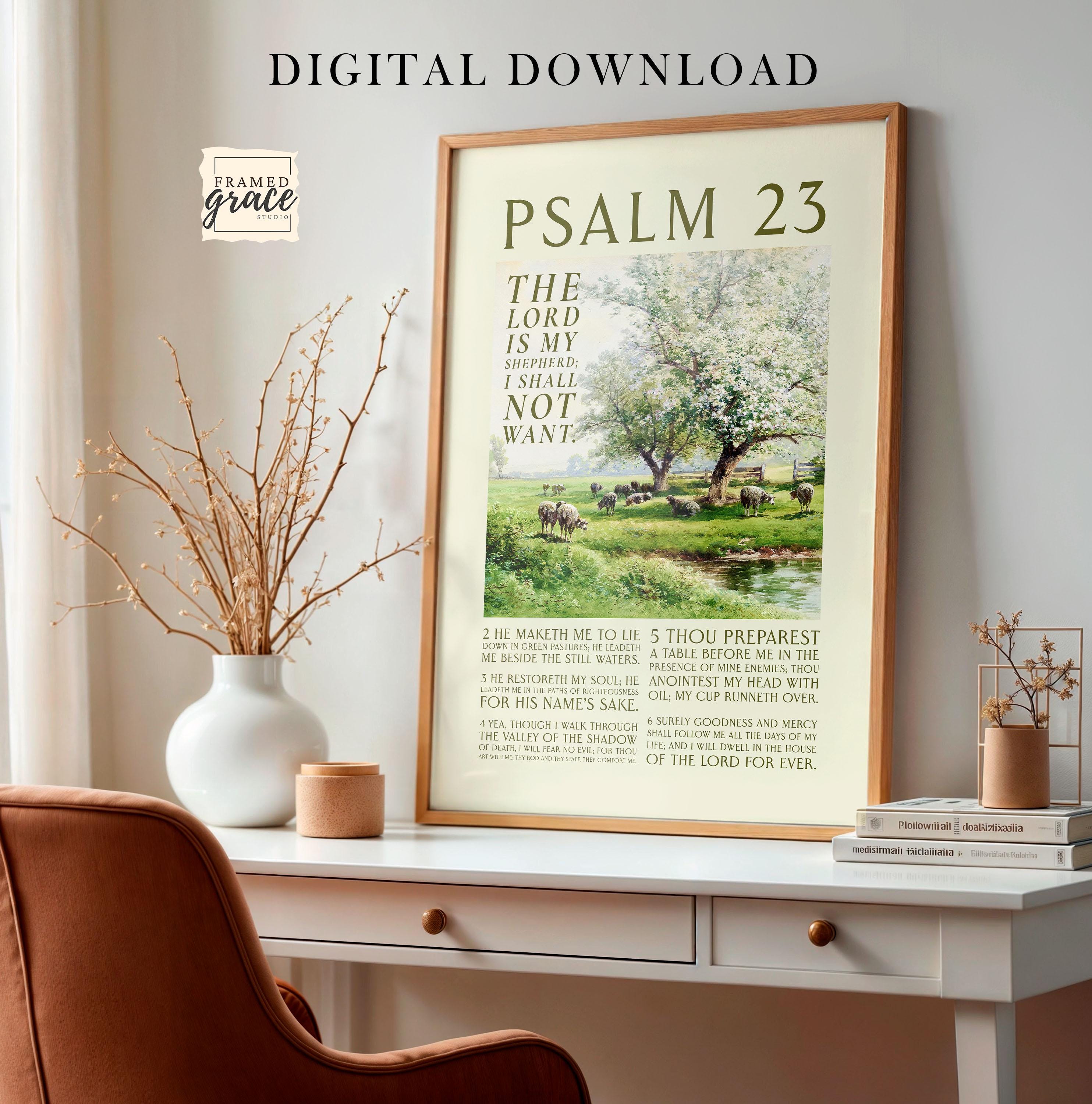 Psalm 23 (KJV) the Lord is My Shepherd Christian Poster, Vintage Sheep ...