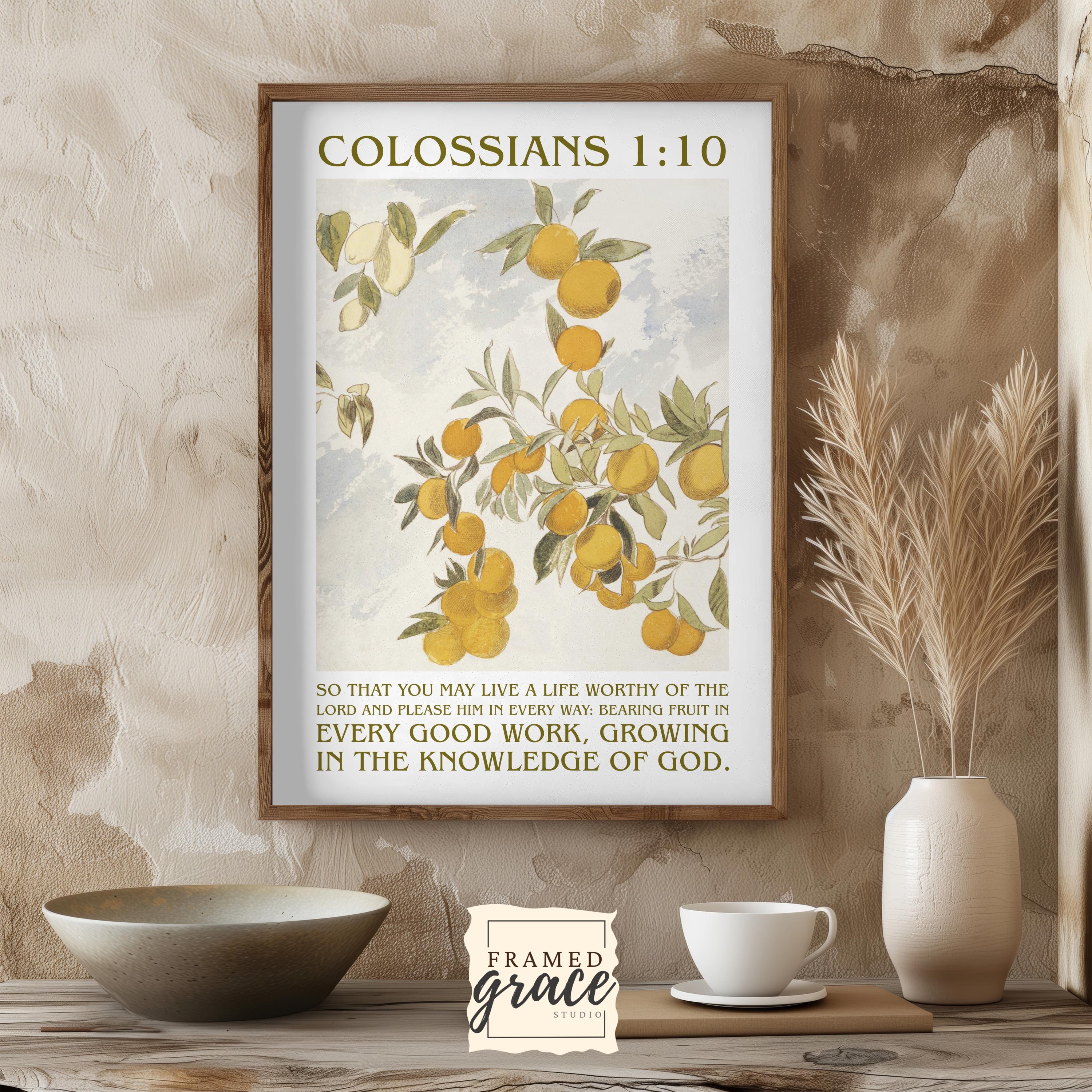 Vintage Colossians 1:10 Christian Poster, Printable Wall Art, Digital ...