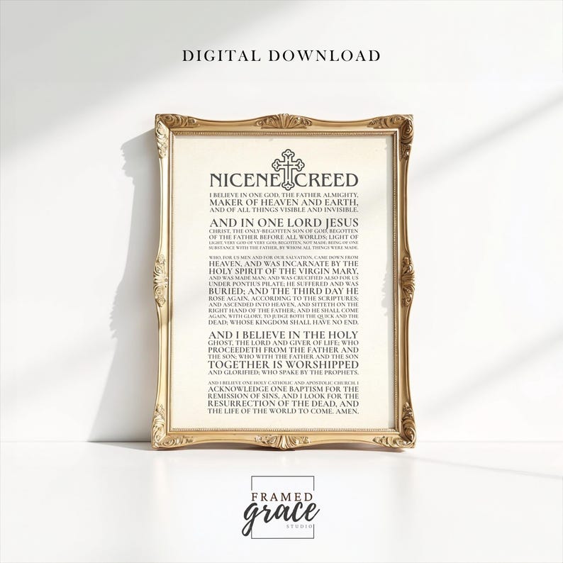 Nicene Creed Christian Wall Art, Cross Design Scripture Print, Catholic ...