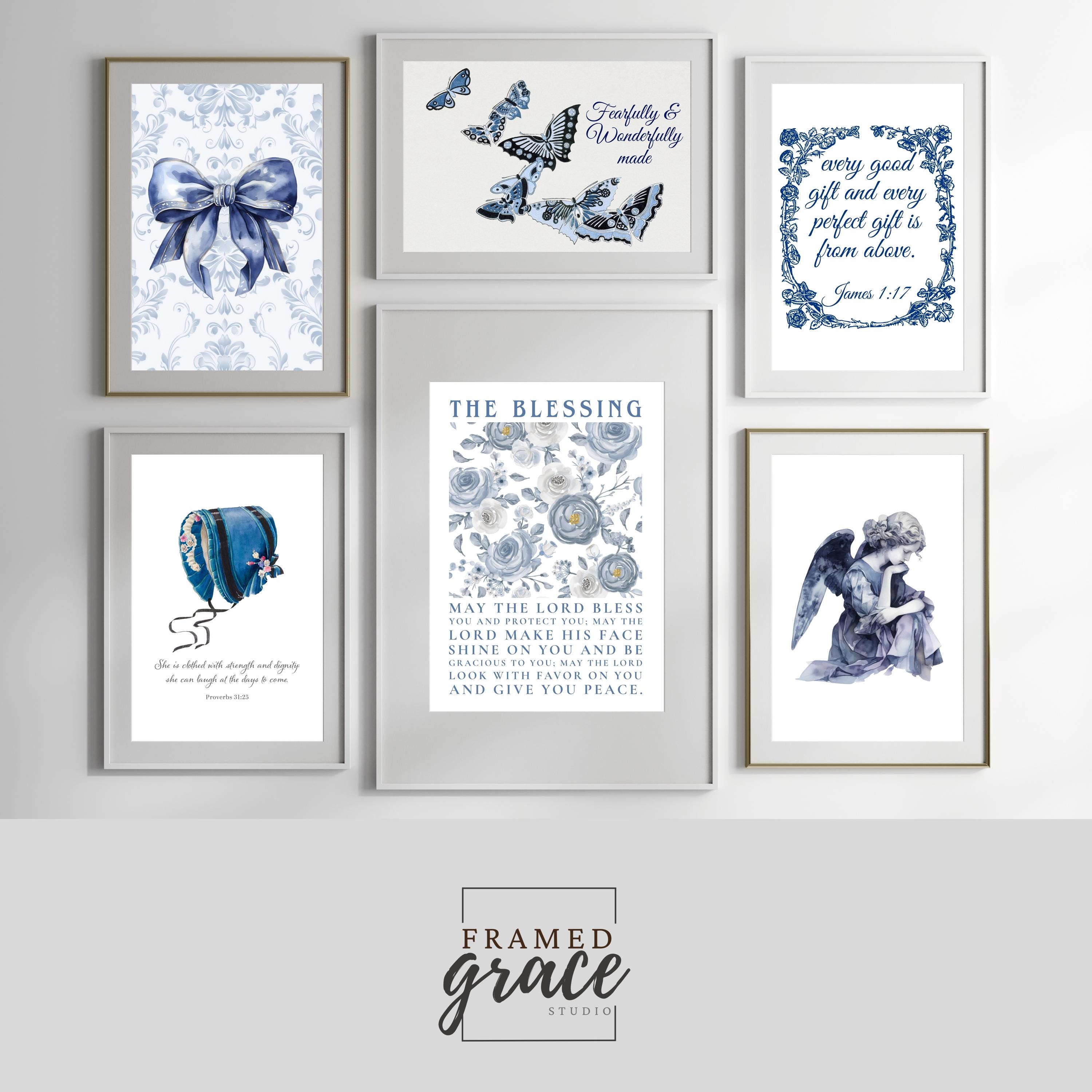 Vintage Blue Blessings Printable Wall Art, Gallery Wall Set of 6 ...