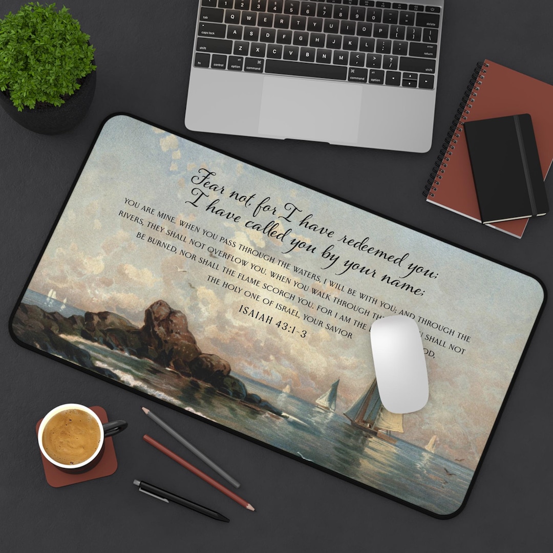 Christian Desk Mat With Isaiah 43:1-3, Scripture Desk Pad, Vintage ...