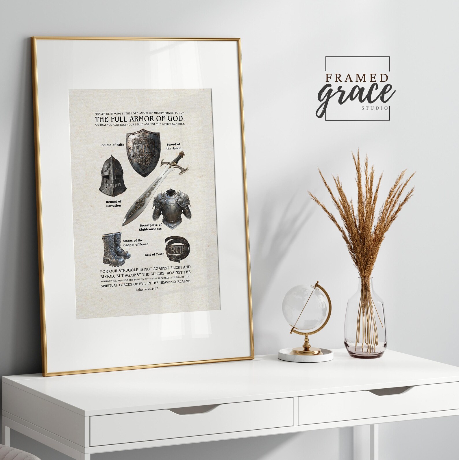The Full Armor of God Christian Poster, Printable Wall Art, Ephesians 6 ...