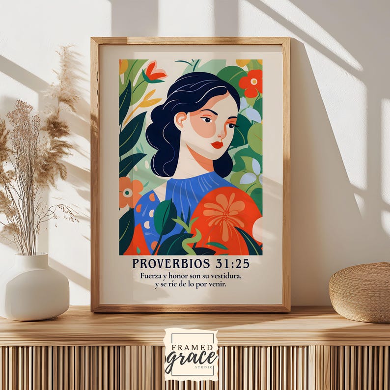 Proverbios 31:25 Spanish Bible Verse Print, , Decoracion Espanol ...