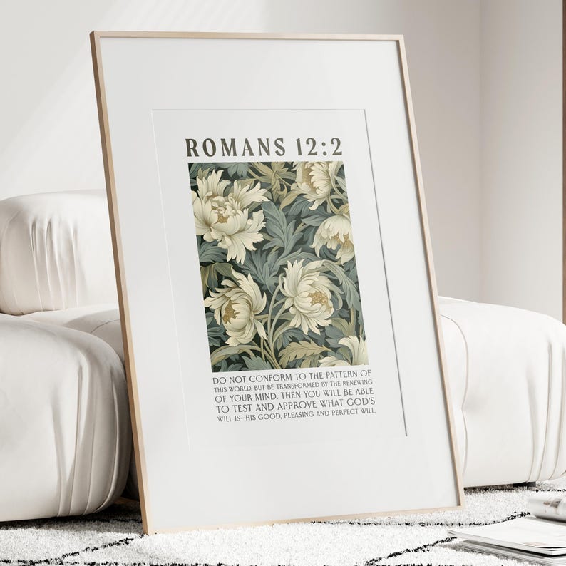 Romans 12:2 Be Transformed Bible Verse Print, Vintage Christian Poster ...