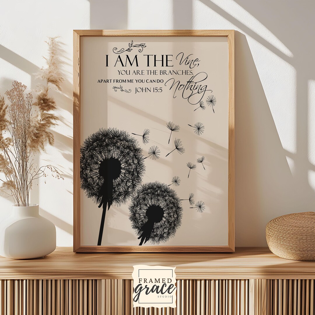 Dandelions Christian Poster, John 15:5 Printable Wall Art, Digital ...