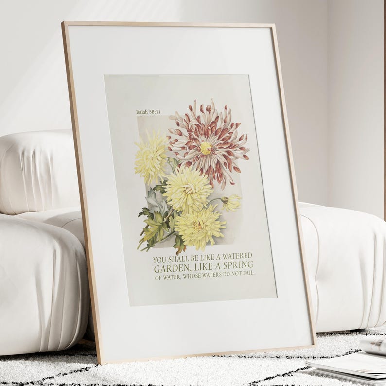 Christian Wall Art, Daisies Garden, Isaiah 58:11 Vintage Scripture ...