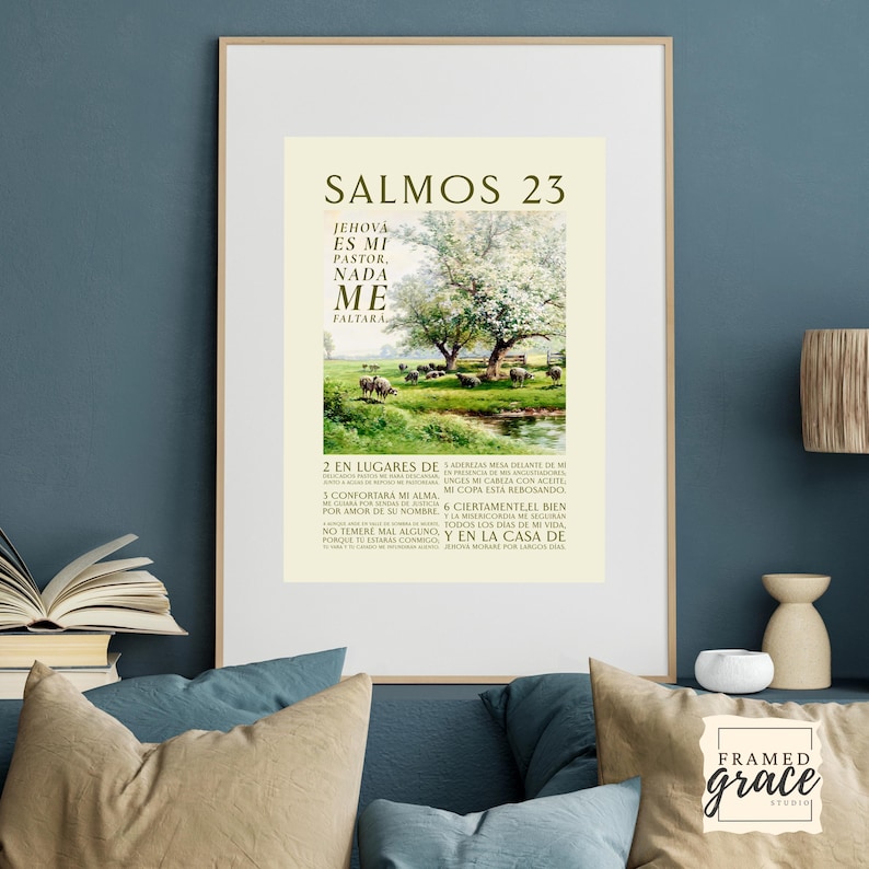 Spanish Psalm 23 Vintage Sheep Scripture Wall Art Spanish Bible Verse, Printable Wall Art ...