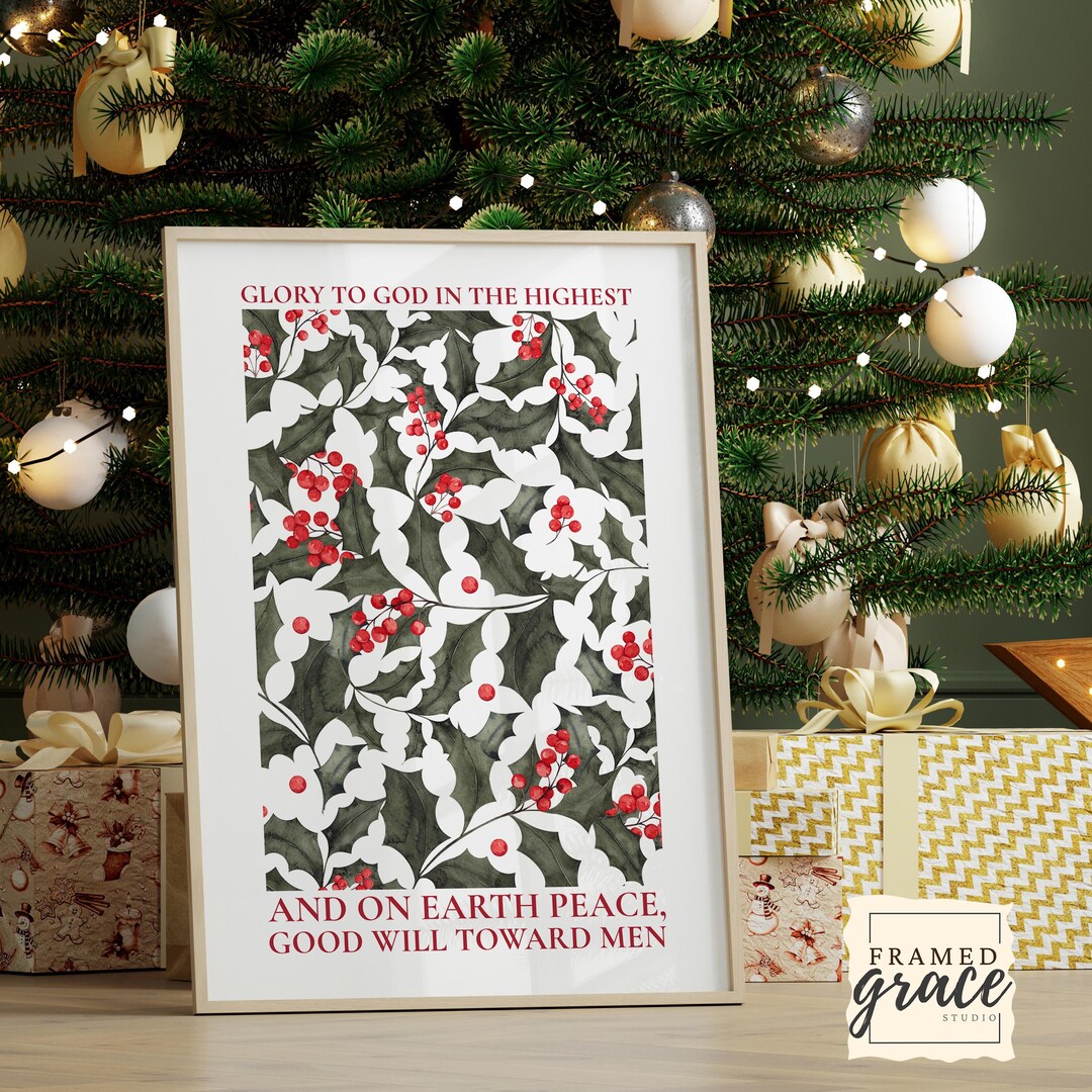 Christmas Holly Printable, Glory to God in the Highest Scripture ...
