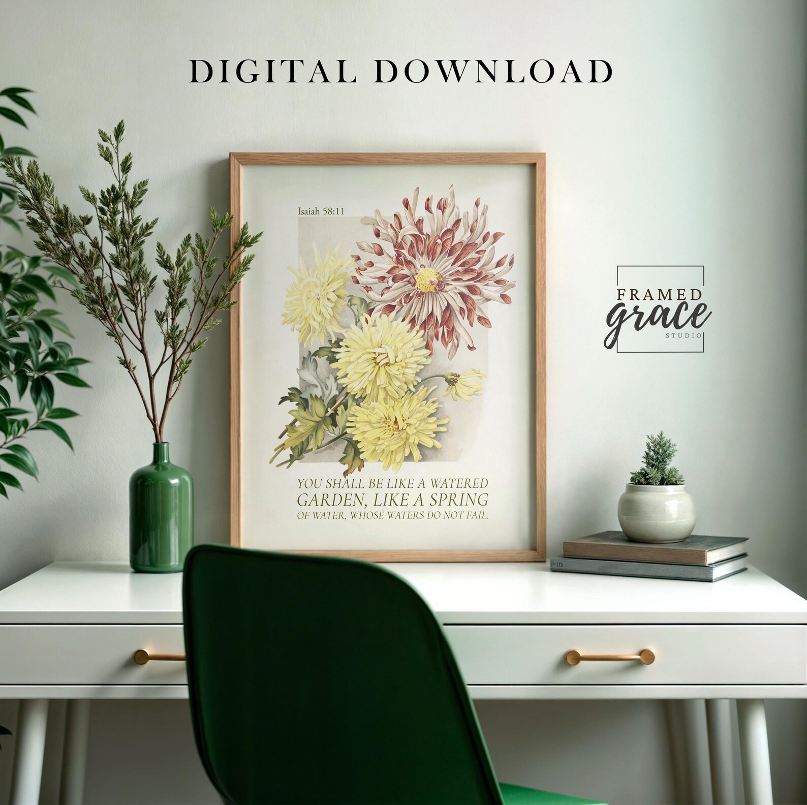 Christian Wall Art, Daisies Garden, Isaiah 58:11 Vintage Scripture ...