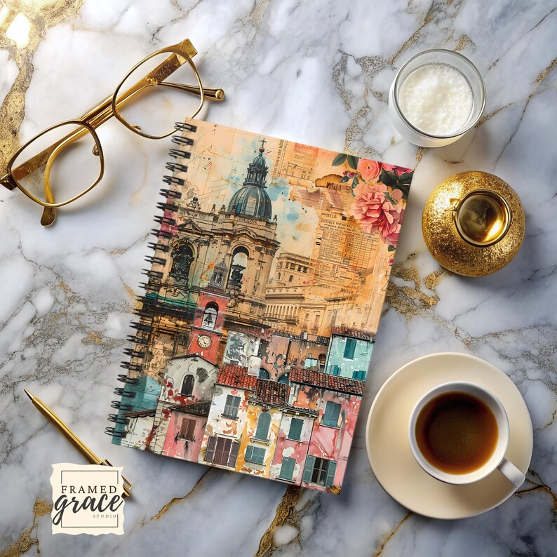 Vintage Rome Collage Spiral Notebook , Perfect Gift for Journal Lovers ...