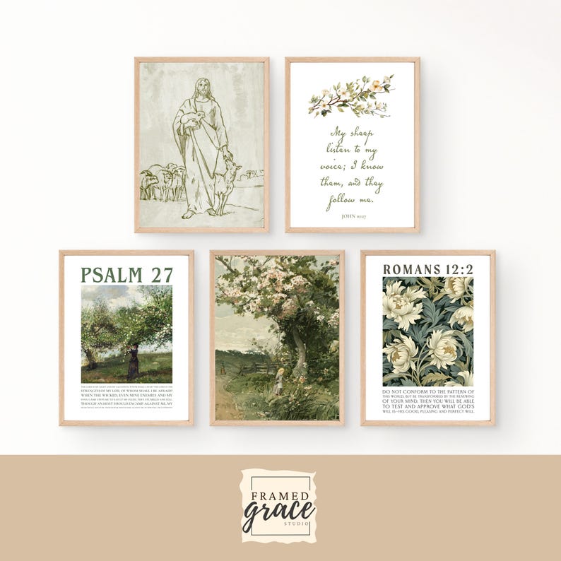 Vintage Green Garden Printable Wall Art, Gallery Wall Set of 6, Vintage ...
