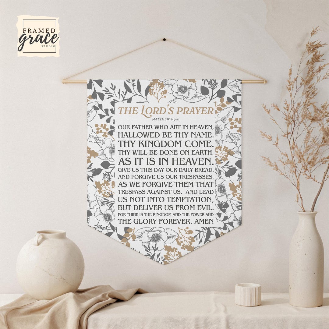 The Lords Prayer Boho Vintage Wall Hanging, Faith-based Banner ...