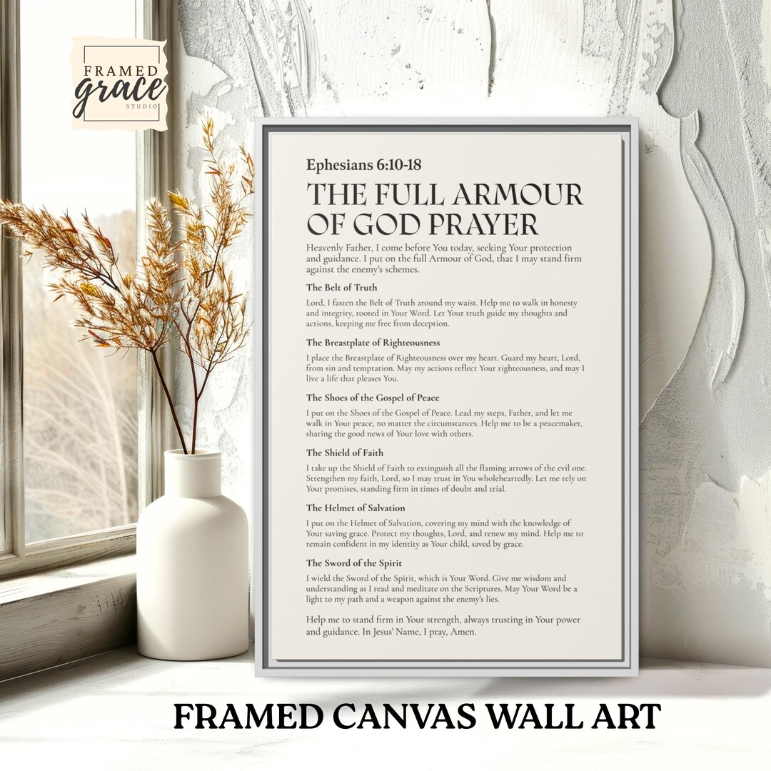 Armour of God Prayer, Ephesians 6 Scripture, Christian Canvas Art ...