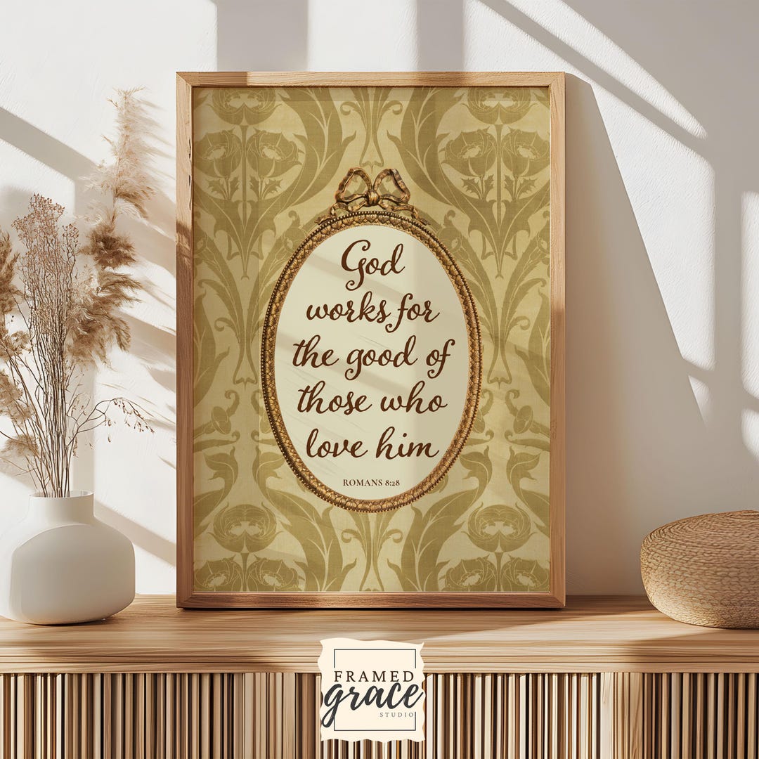 Romans 8:28 Bible Verse Printable Room Decor Wall Art, Christian Wall ...