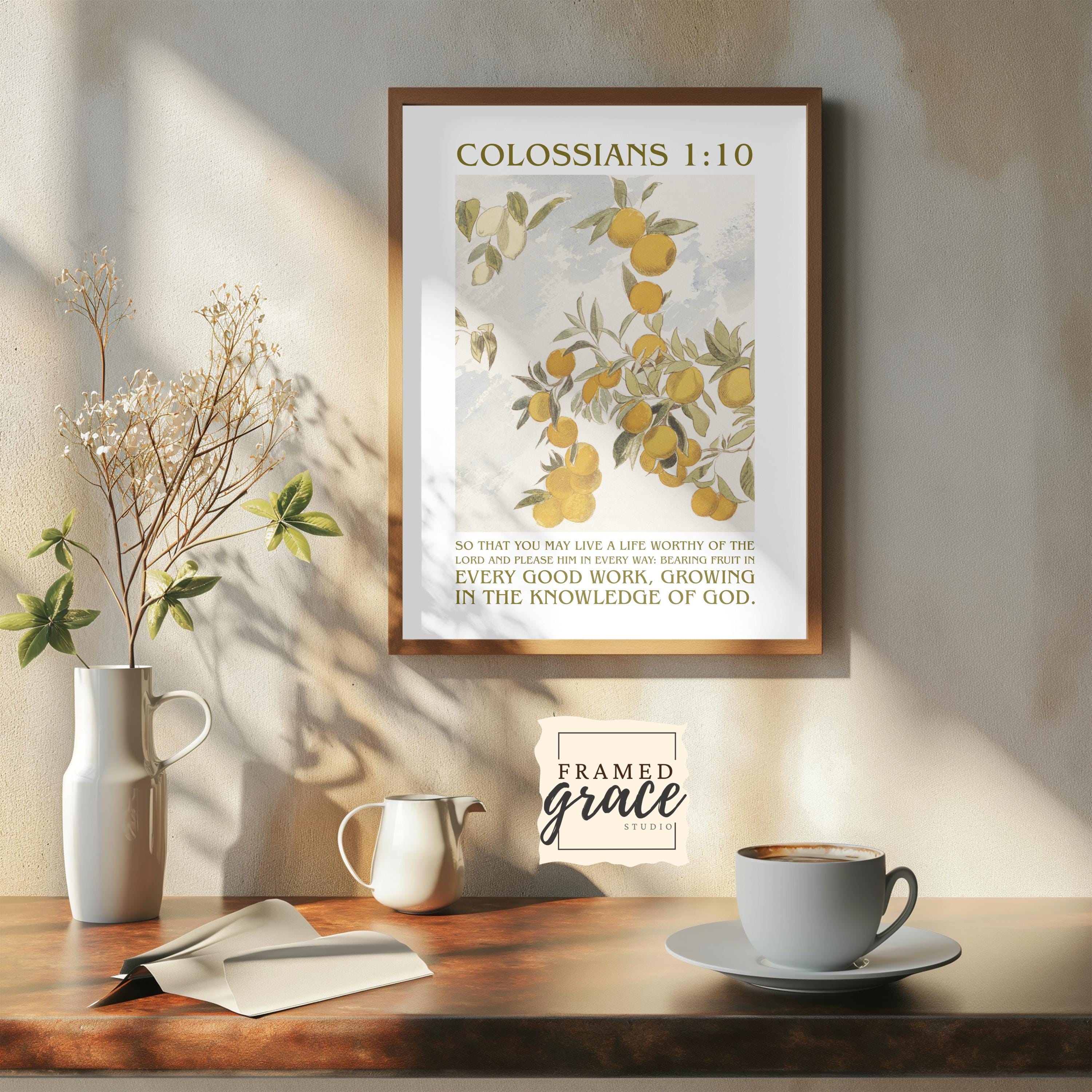 Vintage Colossians 1:10 Christian Poster, Printable Wall Art, Digital ...