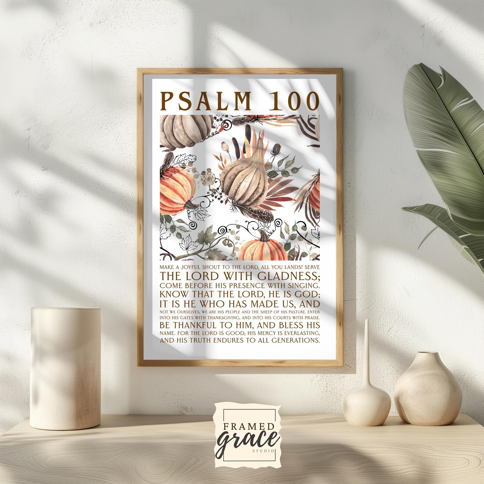 Psalm 100 Christian Poster, Vintage Autumn Fall Christian Wall Art ...