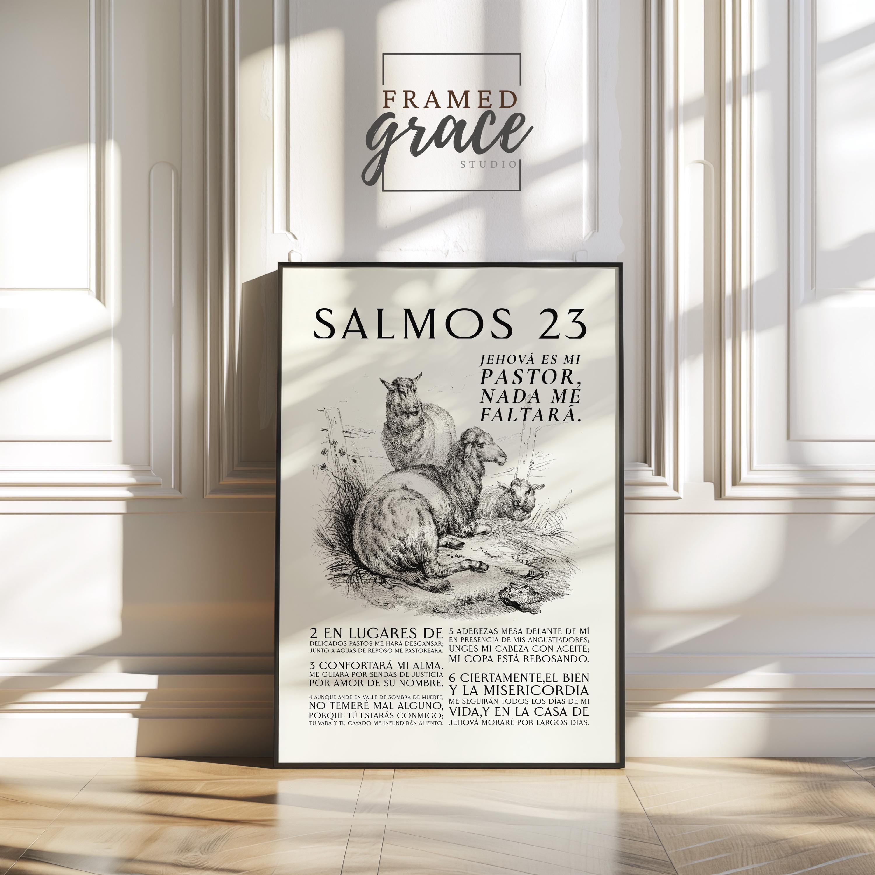 Spanish Salmos- Psalm 23 Vintage Poster Sheep Scripture Wall Art ...