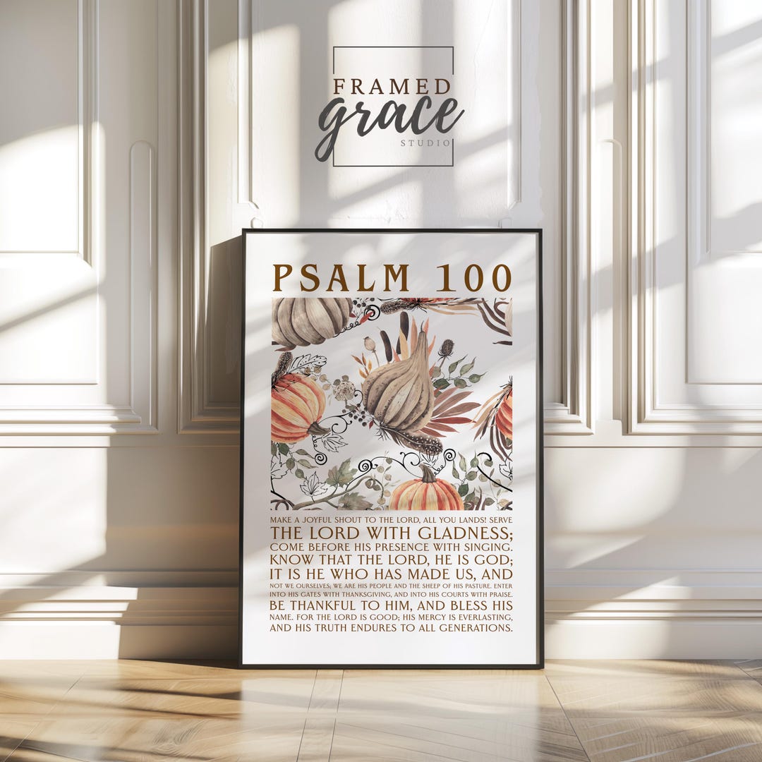 Psalm 100 Christian Poster, Vintage Autumn Fall Christian Wall Art ...