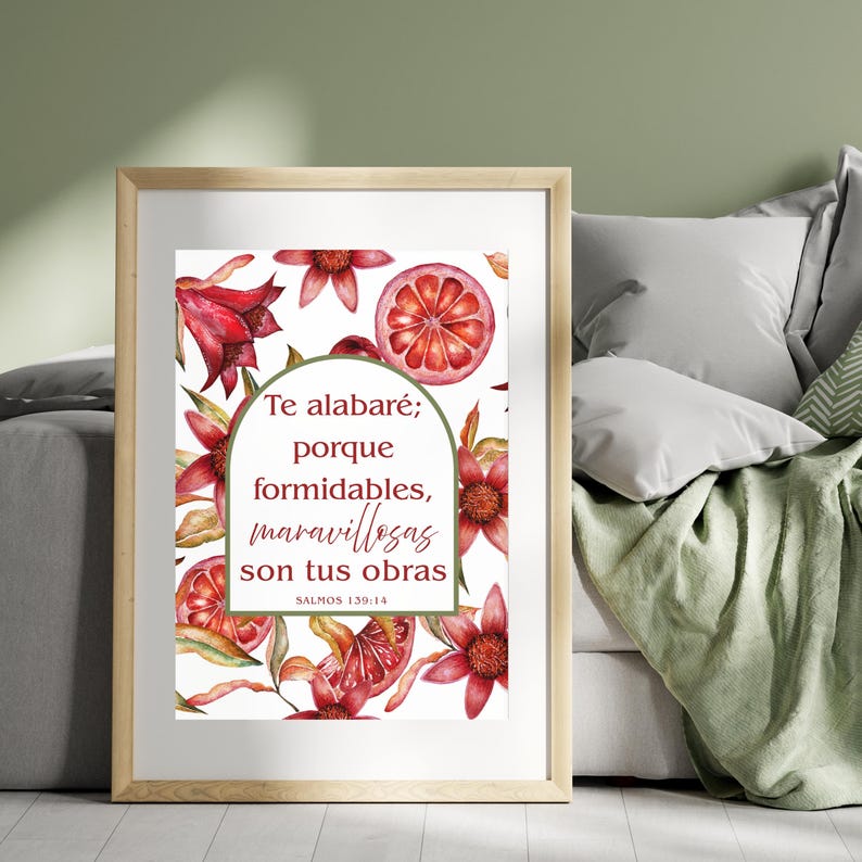 Spanish Salmos 139:14 Scripture Wall Art, Spanish Bible Verse, Printable Wall Art, Digital Print ...
