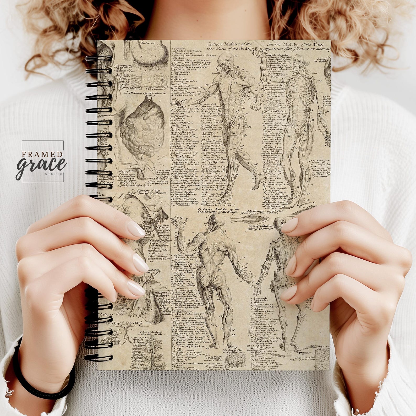Vintage Anatomical Chart Spiral Notebook - Unique Gift for Journal ...