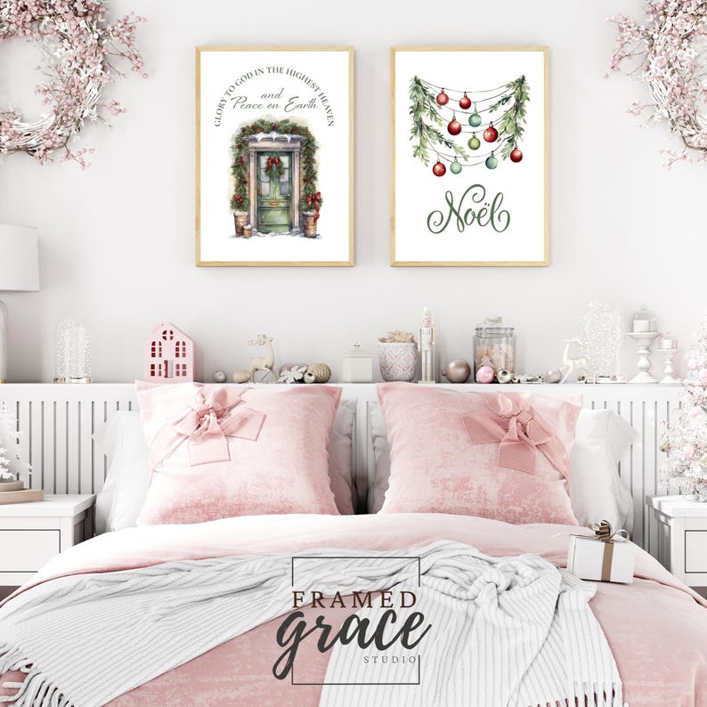 Glory to God Christmas Prints Set of 2, Peace on Earth Wall Set ...