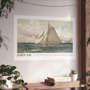 Vintage Sailboat Christian Wall Art, John 3:8, PRINTED & SHIPPED, Boat ...