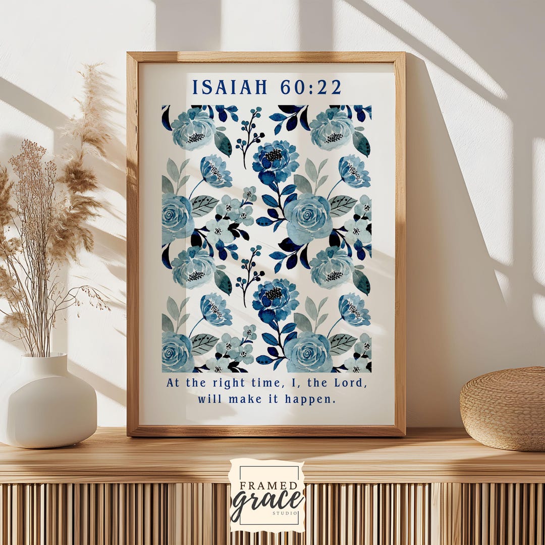Isaiah 60:22 Bible Verse Print, Blue Rose Christian Poster, Scripture ...