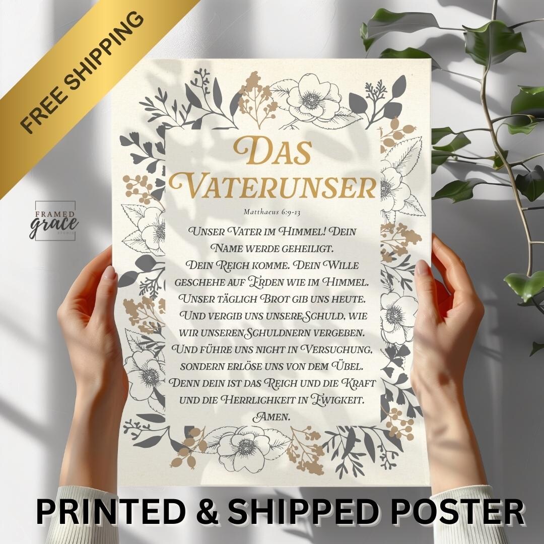 German the Lord's Prayer Wall Art, Matthew 6 Christian Prints, Bible ...