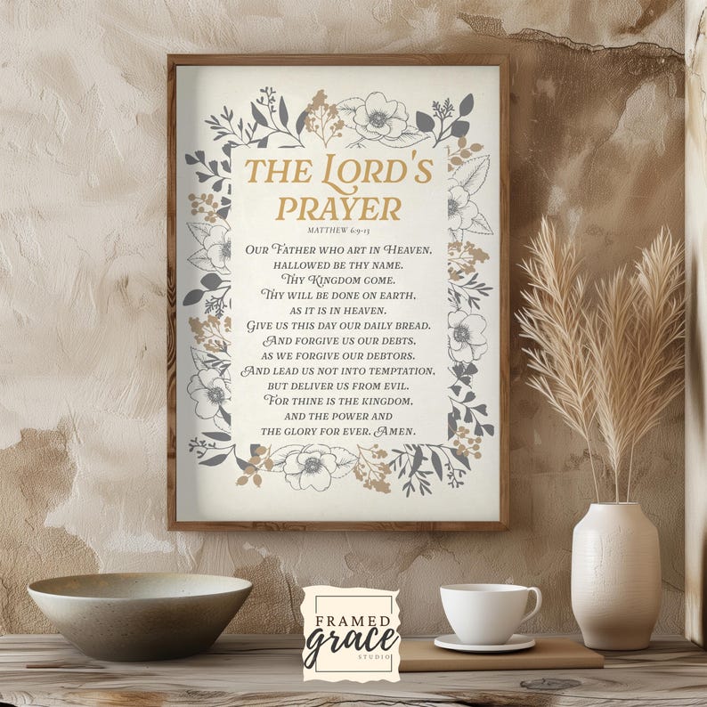 The Lord's Prayer Wall Art, Matthew 6 Vintage Christian Prints, the ...