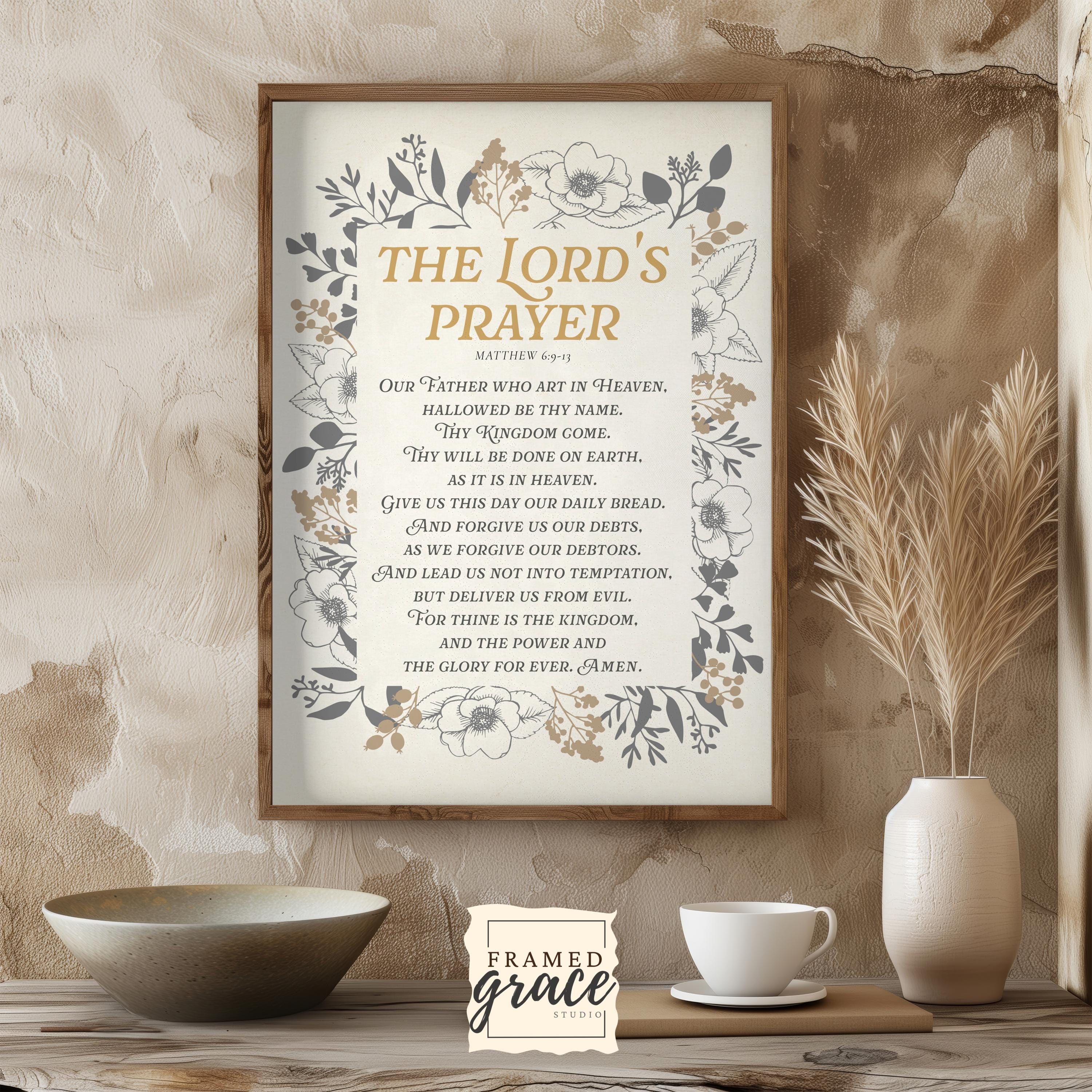 The Lord's Prayer Wall Art, Matthew 6 Vintage Christian Prints, the ...