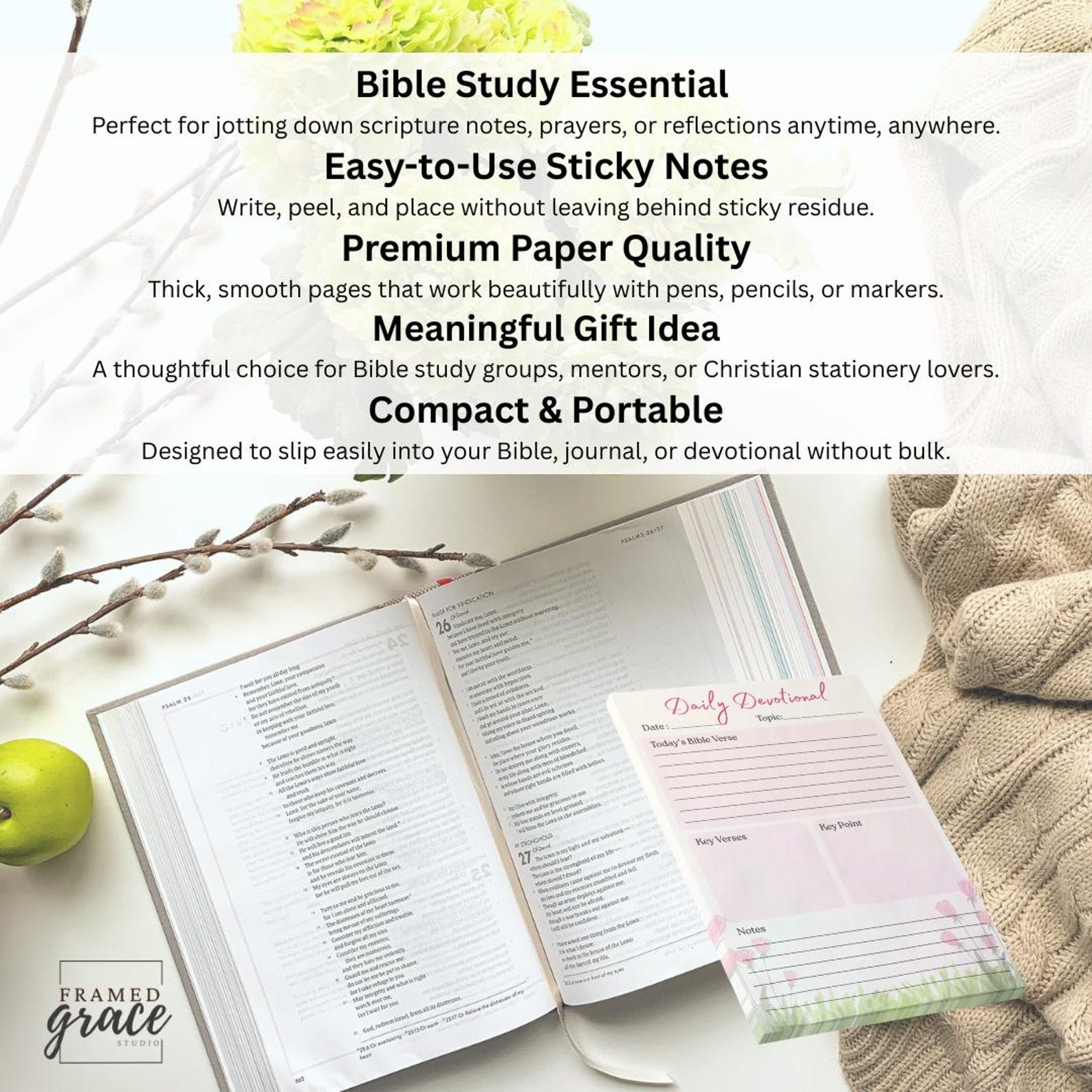 Daily Devotional Sticky Notes | Bible Study Notepad | Scripture ...