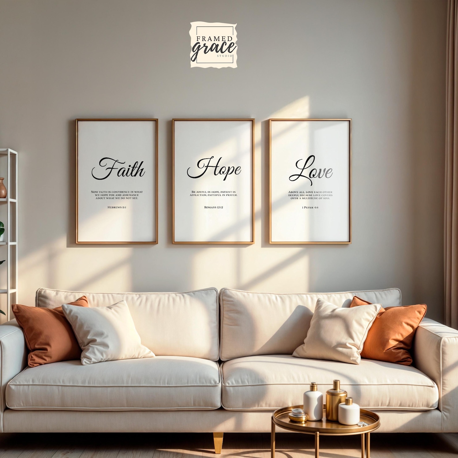 Faith Hope Love Bible Verse Decor, Set of 3 Christian Prints, Gift for ...