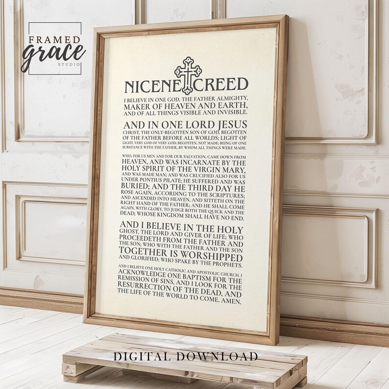 Nicene Creed Christian Wall Art, Cross Design Scripture Print, Catholic ...
