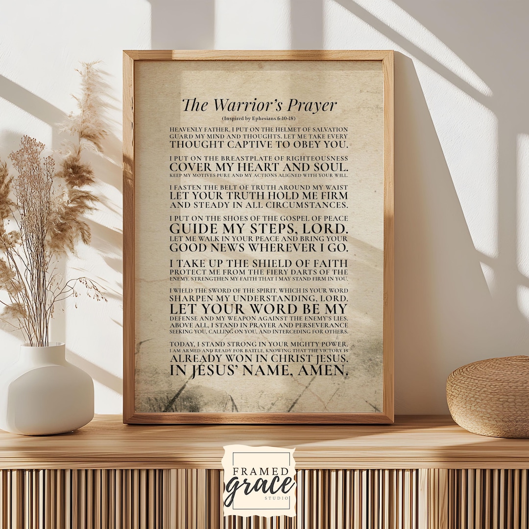 The Warriors Prayer, Full Armor of God Christian Poster, Printable Wall Art, Digital Print ...