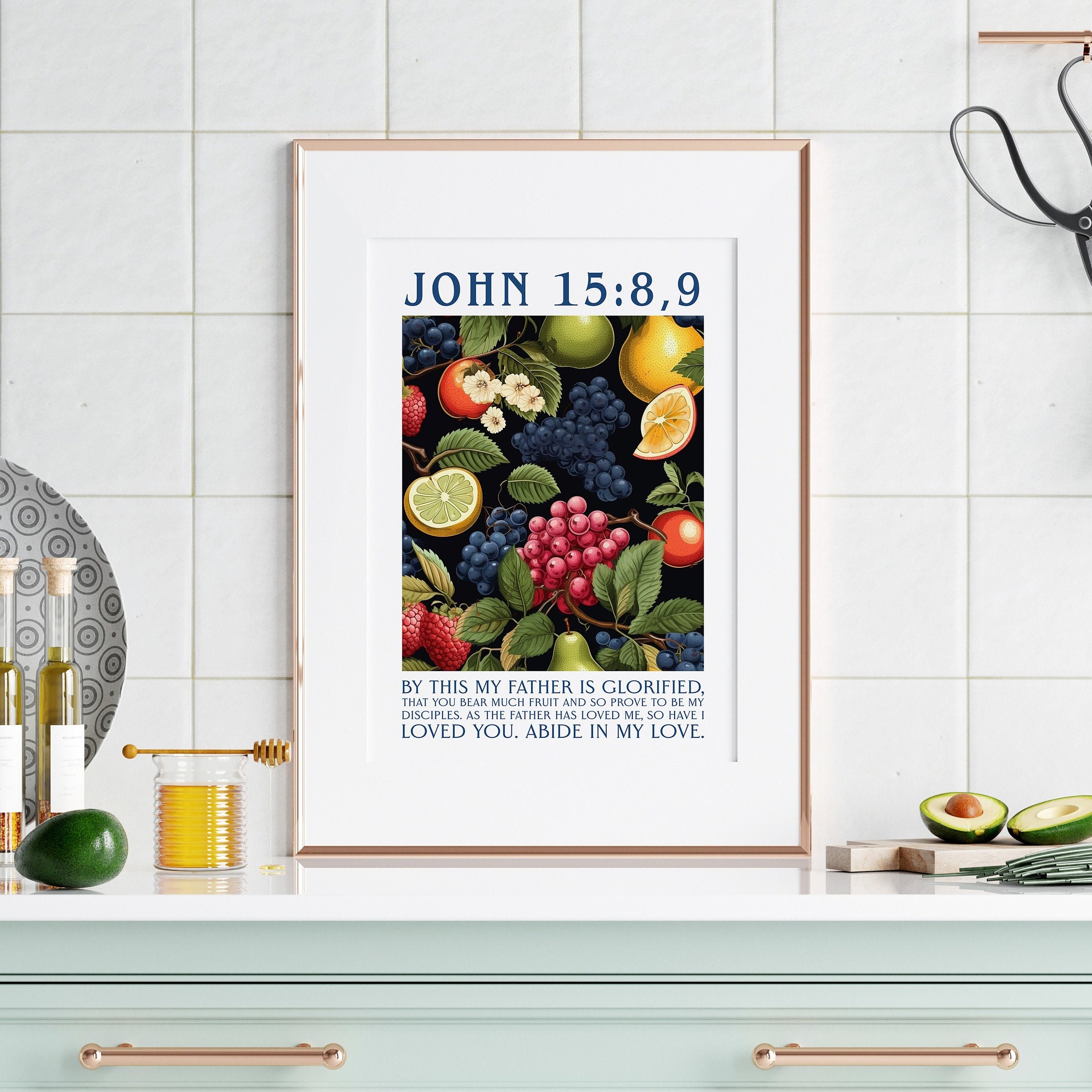 Vintage Fruit JOHN 15 Christian Poster, Printable Wall Art, Digital ...