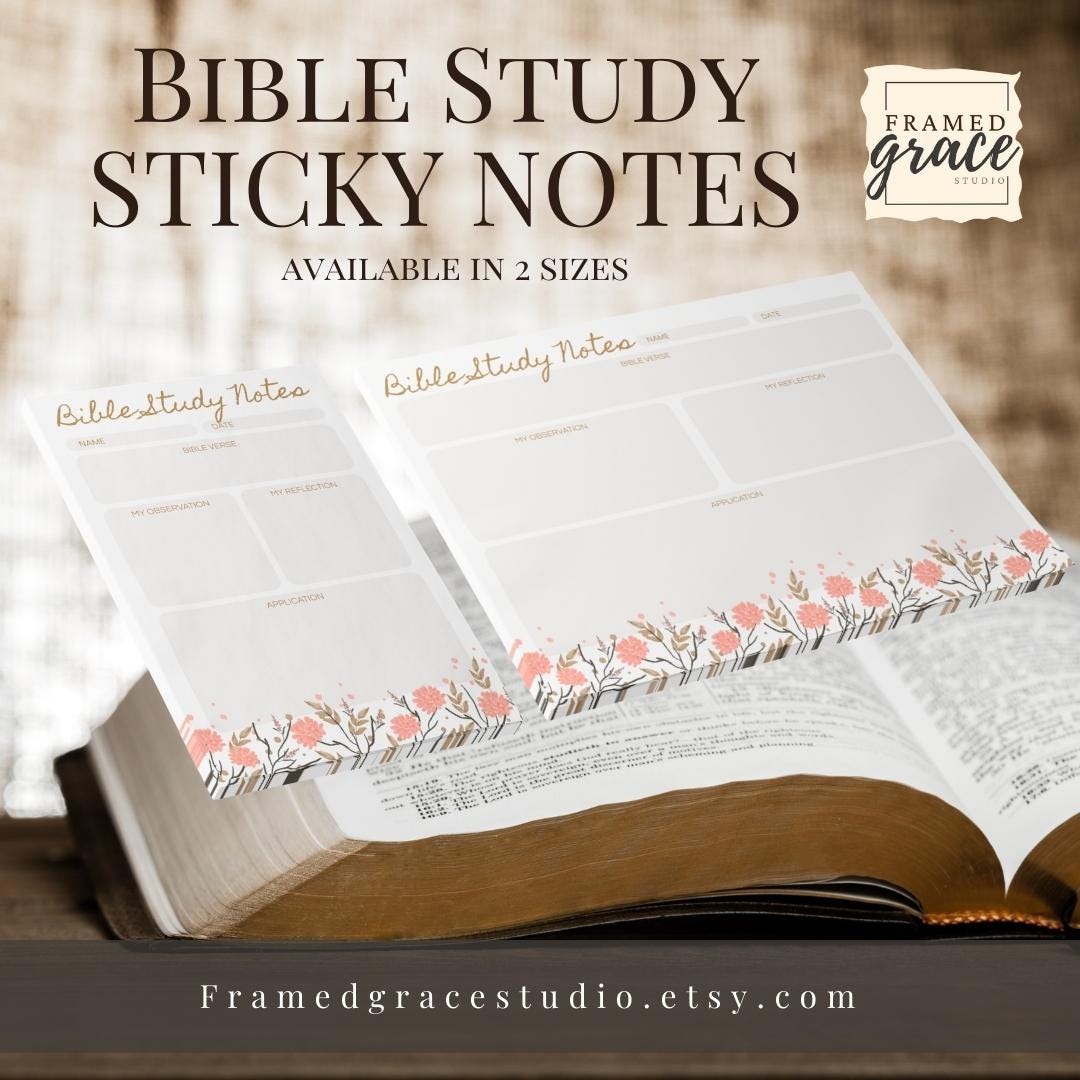 Floral Bible Study Sticky Note Pads, Scripture Study Notes, Bible ...
