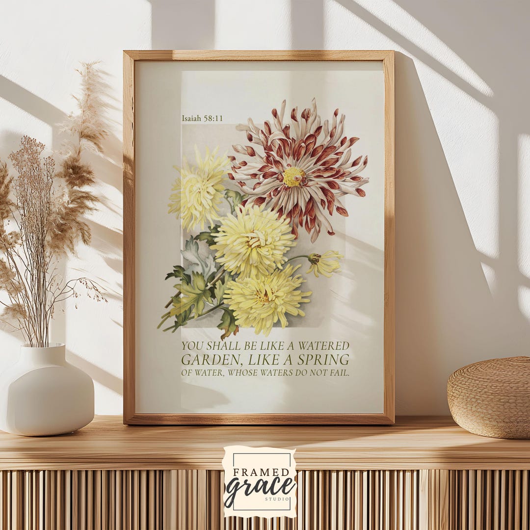 Christian Wall Art, Daisies Garden, Isaiah 58:11 Vintage Scripture ...