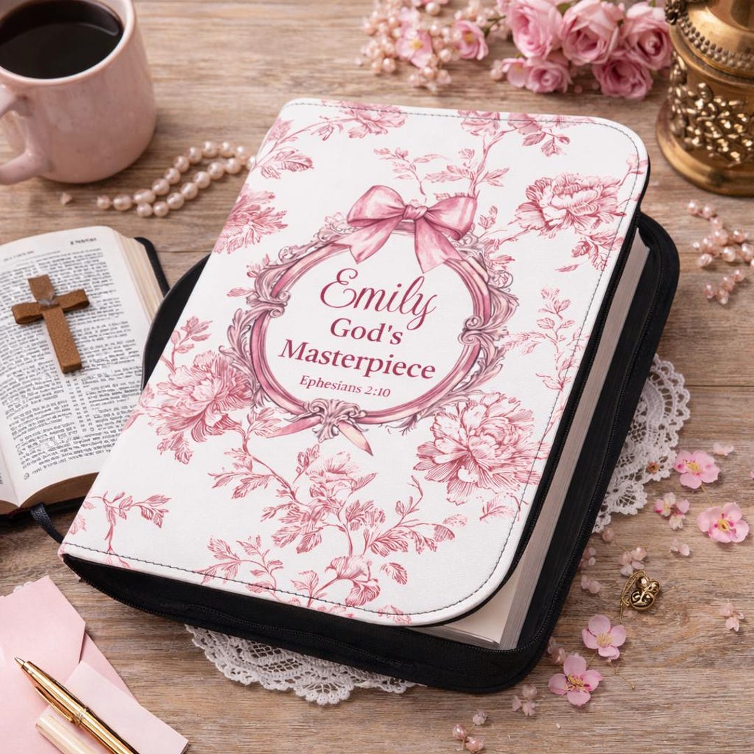 Personalized Floral Bible Cover, Pink Faux Leather, Christian Gift ...