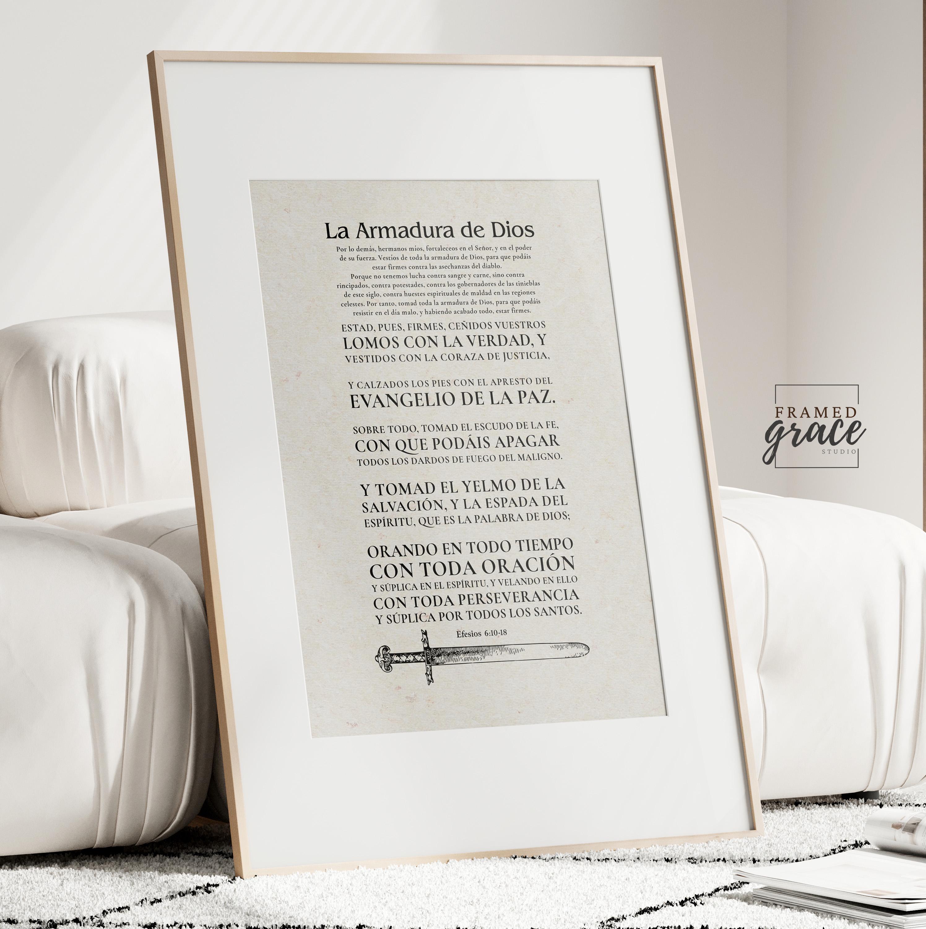 Spanish the Full Armor of God Prayer Poster, Prayer Printable Wall Art ...