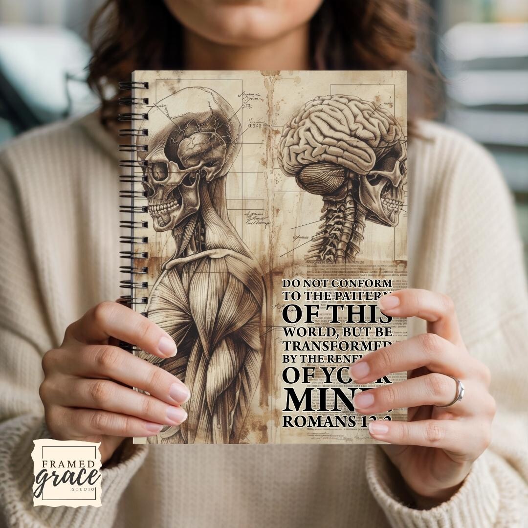Romans 12:2 Vintage Human Anatomy Skeleton Notebook , Renewing Your ...