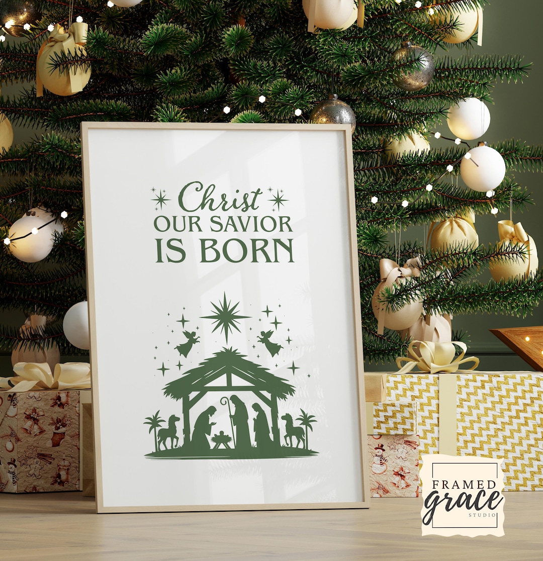Christmas Wall Art, Christ Our Savior is Born, Nativity Scripture ...