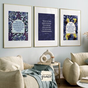 Christian Bible Verse Gallery Wall Art, Bundle in Blue, Set of 3 ...