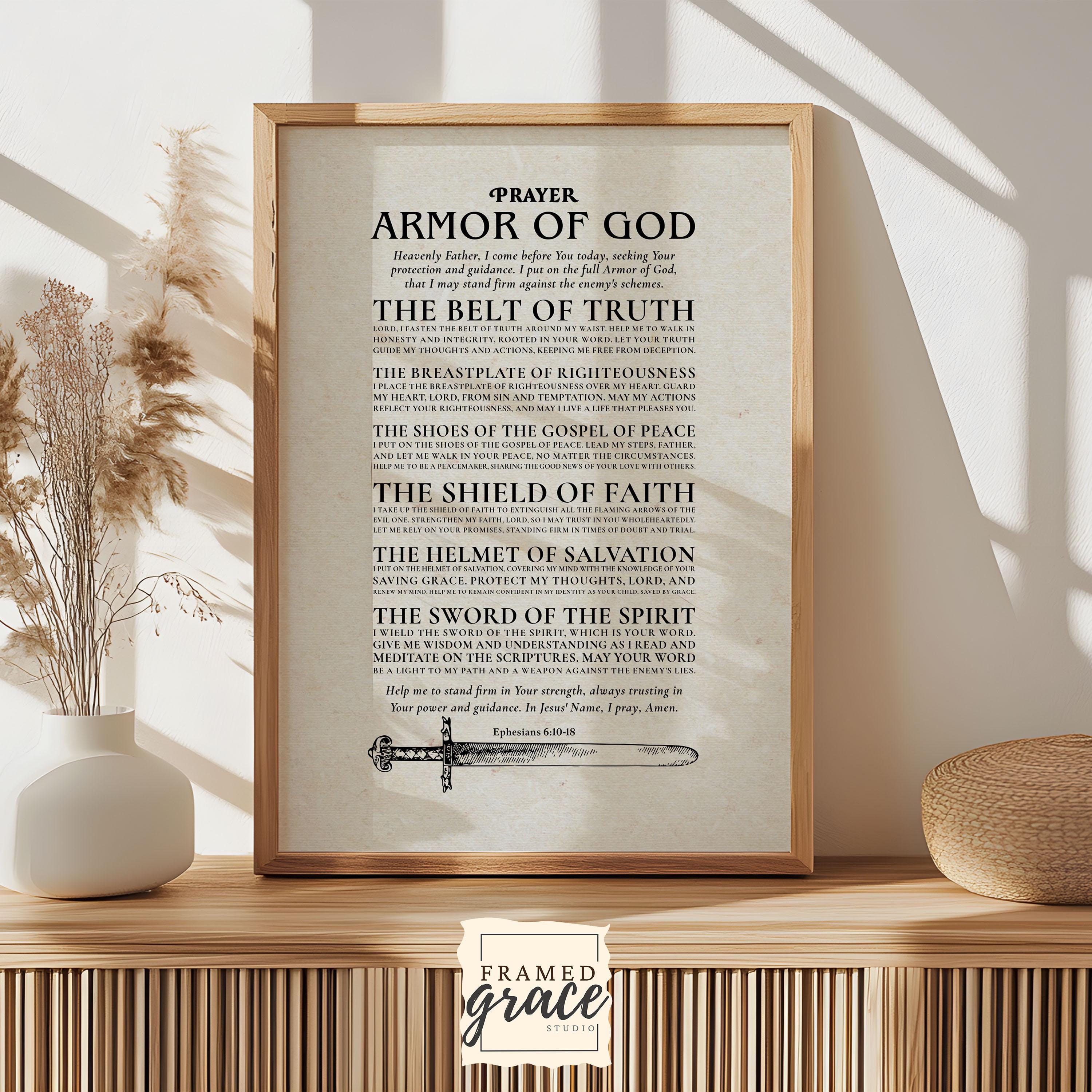 The Full Armor of God Prayer Christian Poster, Prayer Printable Wall ...