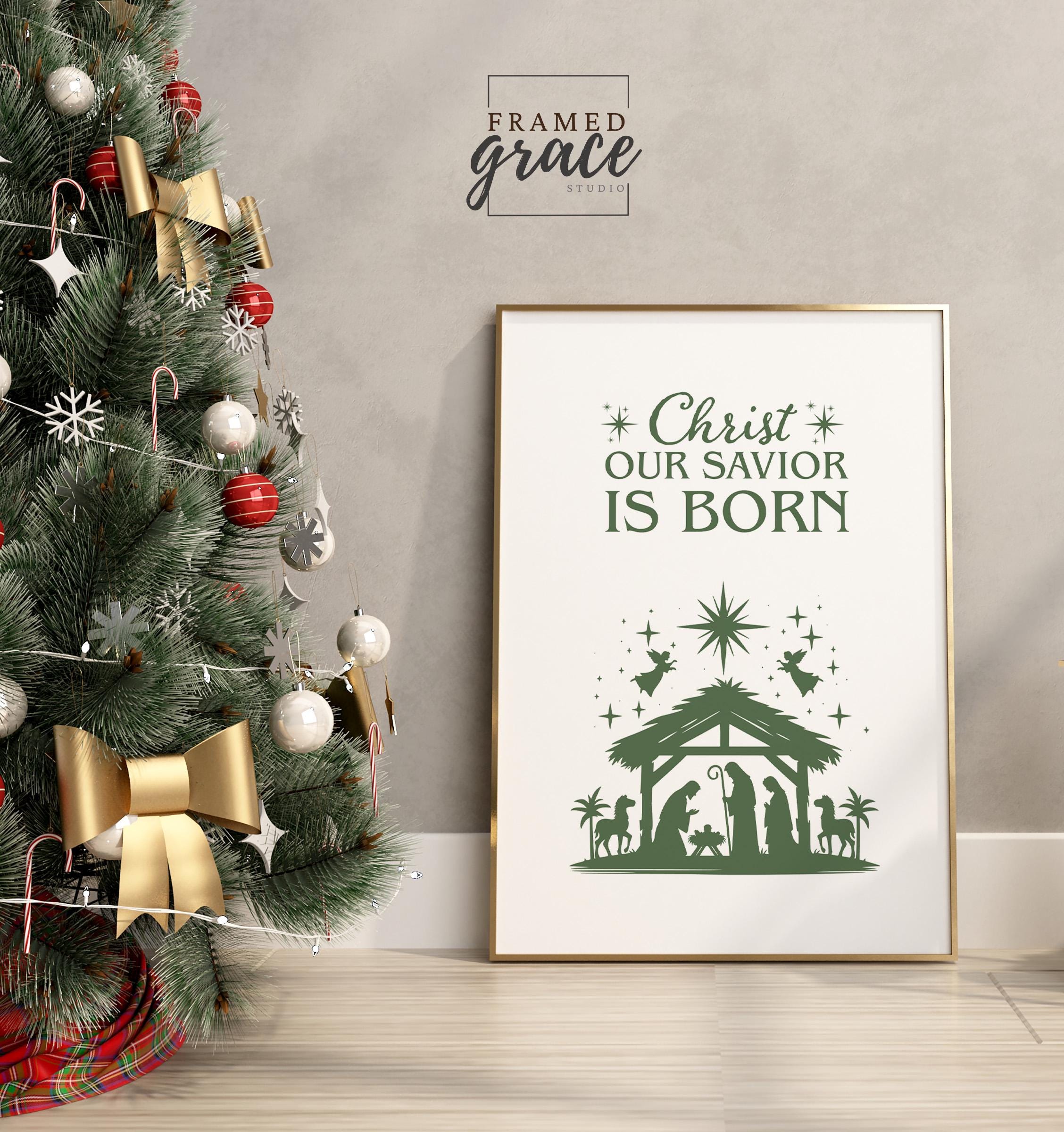Christmas Wall Art, Christ Our Savior is Born, Nativity Scripture ...