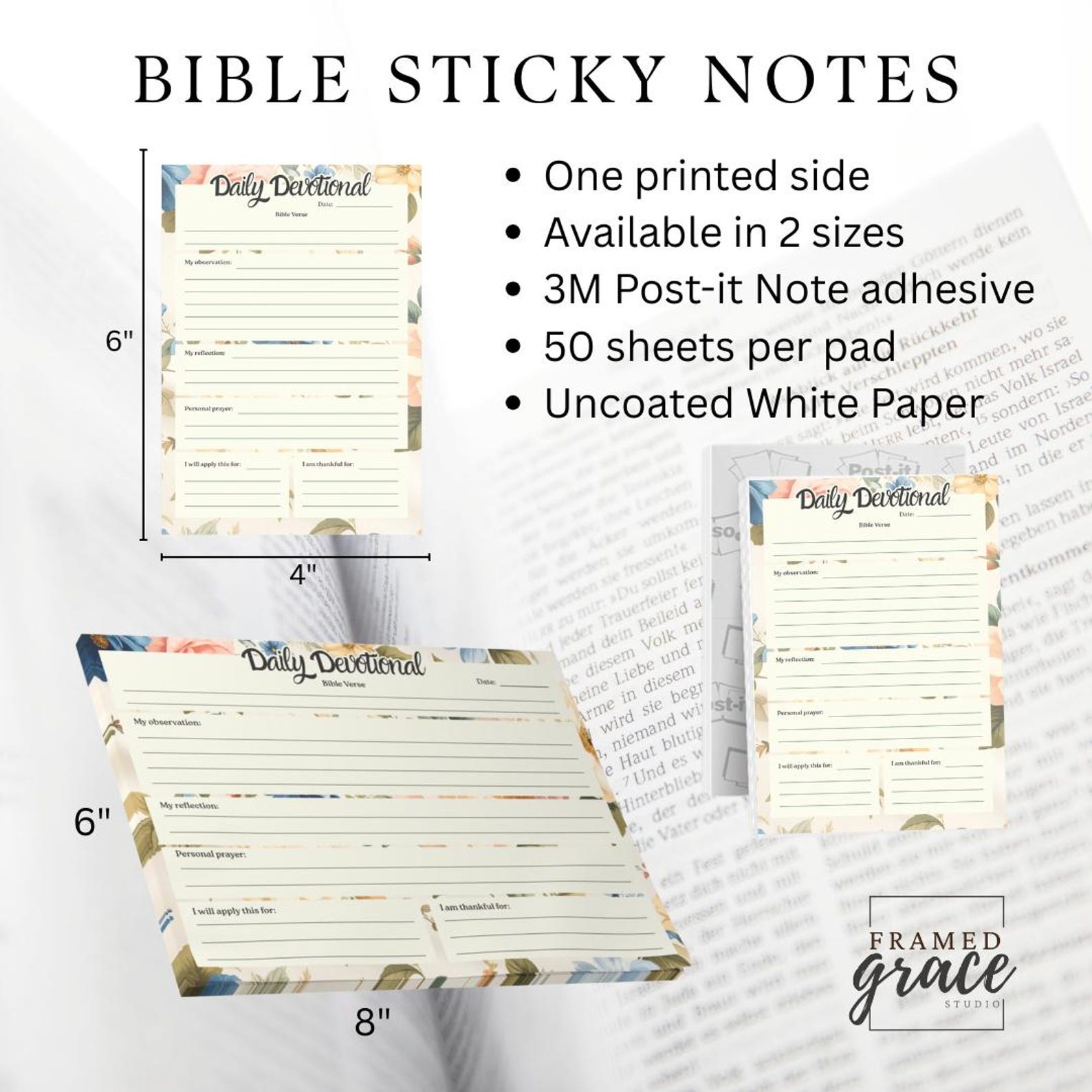 Daily Devotional Notepad | Bible Study Sticky Notes 4x6 | Christian ...