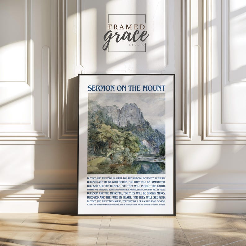 Sermon on the Mount, the Beatitudes Printable Wall Art, Blessed ...