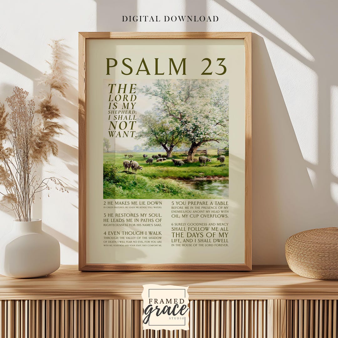 Psalm 23 ESV- the Lord is My Shepherd Christian Print, Vintage Sheep ...