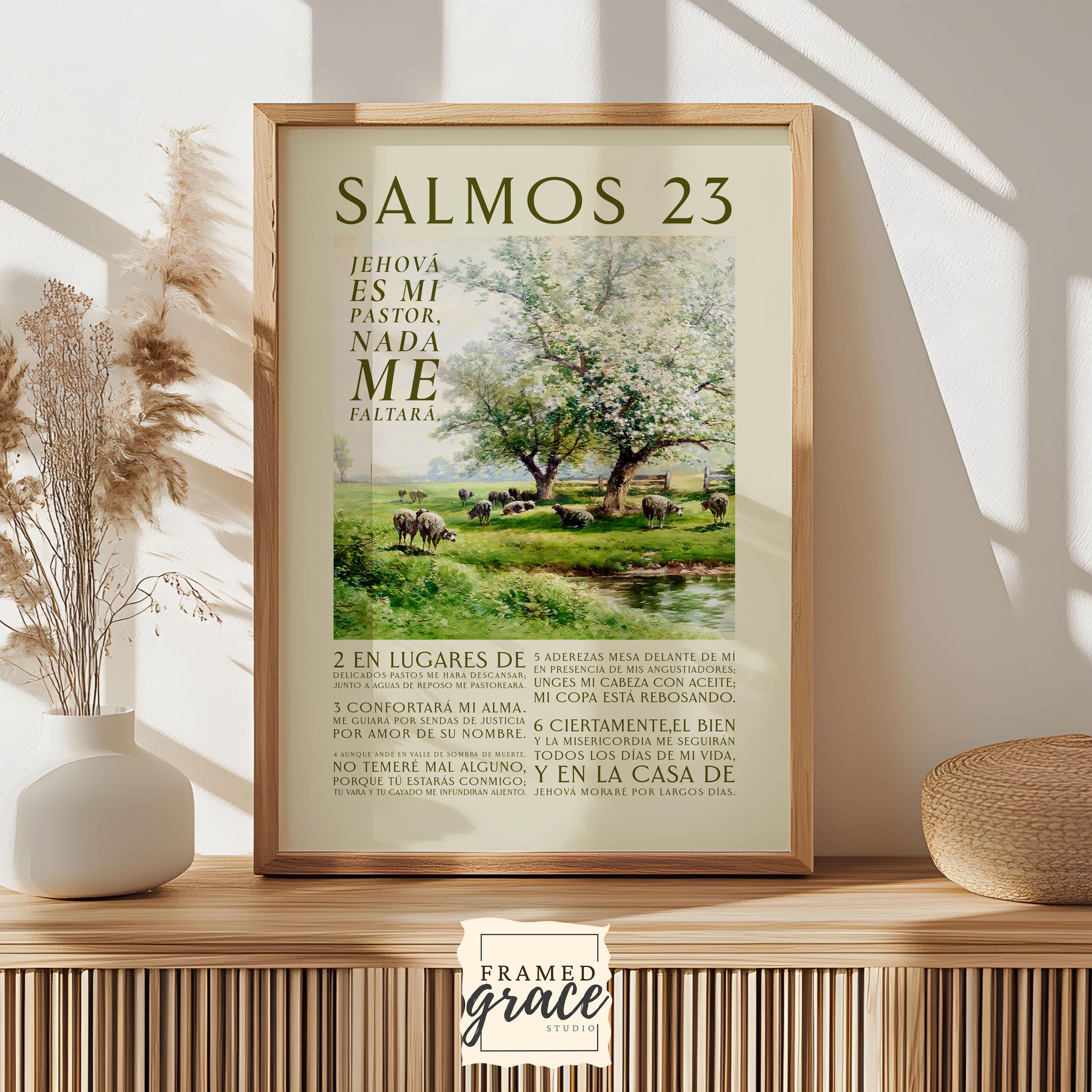 Spanish Psalm 23 Vintage Sheep Scripture Wall Art Spanish Bible Verse ...